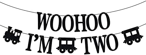 Amazon.com: I'M TWO banner, Kids 2nd Birthday, Choo Choo I'm 2, Happy ...