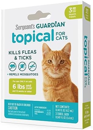 Amazon.com : Sergeant's Guardian Flea & Tick Squeeze On Topical Cats ...