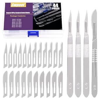 Amazon.com: Swpeet 45Pcs 4 Styles #10#11#15#22 Scalpel Blades Surgical ...