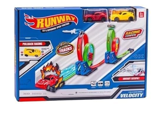 Buy Smartcraft Runway Track with 2 Mini Car Toy Set & Launcher Make 360 ...