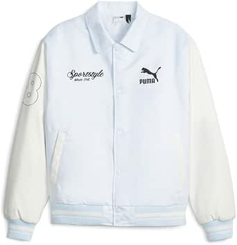 PUMA Mens Team Varsity Snap Button Up Jacket Athletic Outerwear Casual ...