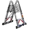 Telescopic Ladder 30 FT Aluminum Telescoping Ladder, One-Button ...