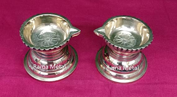 Buy RAMA METAL Brass Deepak Set (Pack of 2) Online at Low Prices in ...