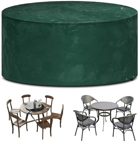 Funshot Round Garden Furniture Covers Waterproof, Windproof, Anti-UV ...