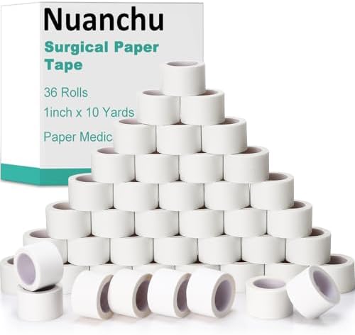 Amazon.com: Nuanchu 36 Rolls Paper Surgical Tape 1 Inch x 10 Yards ...