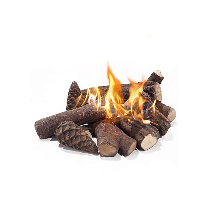 Buy Gas Fireplace Logs Small 9 Pieces Artificial Realistic Ceramic Wood ...