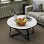 VUHOME Modern Round Wooden Coffee Table | White MDF Wood Faux Marble ...