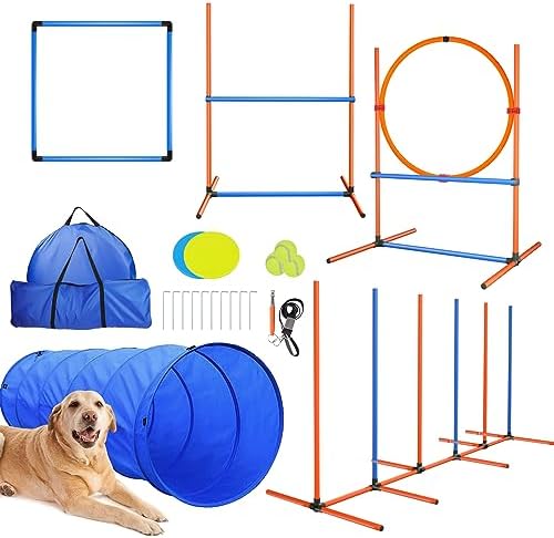 Dog Agility Training Equipment Set, Pet Obstacle Course Training Kit ...