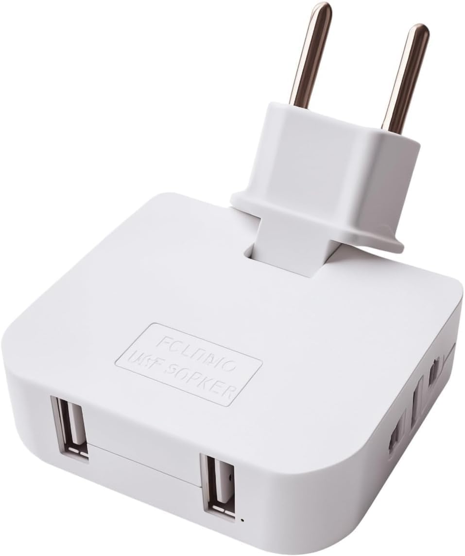 Adaptador Tomada em T Articulado Reforçado Com 2 Saídas e 1 saída USB ...