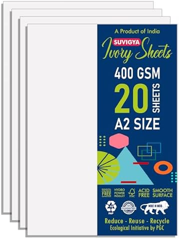 Suvigya Ivory Sheets A2 for Drawing, 16.5x23.4 Inch, A2 Size, Smooth ...