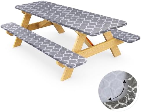 Amazon.com : Picnic Table and Bench Seat Covers with Elastic Edges ...