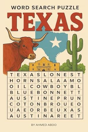 Texas Word Search Puzzle Book: About State Of Texas , Cities ...