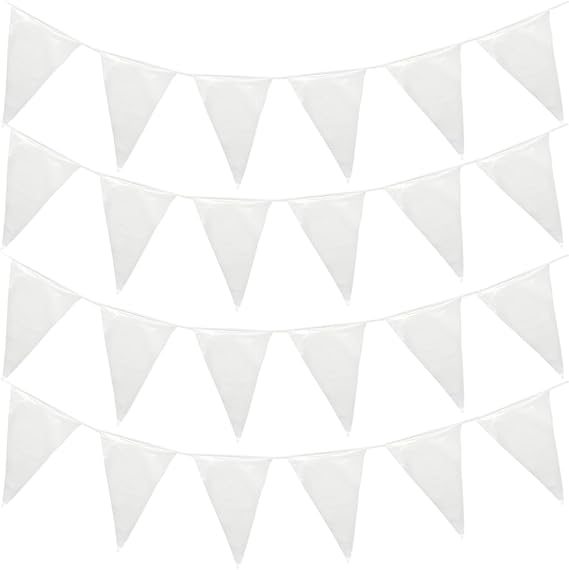 Amazon.com: White Pennant Banner - 100 feet - Hanging Party Decor ...