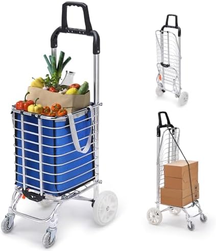 The Fellie Grocery Shopping Trolley 4 Wheels, 3 in 1 Foldable Shopping ...