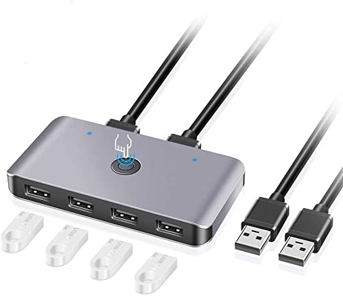 USB 2.0 Switcher Selector 2 Computers Sharing 4 USB Devices Aluminum ...