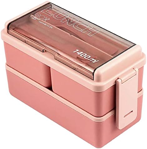Lychico Lunch Box, 1400ml Bento Box with Spoon Fork, Stackable 2 Layer ...