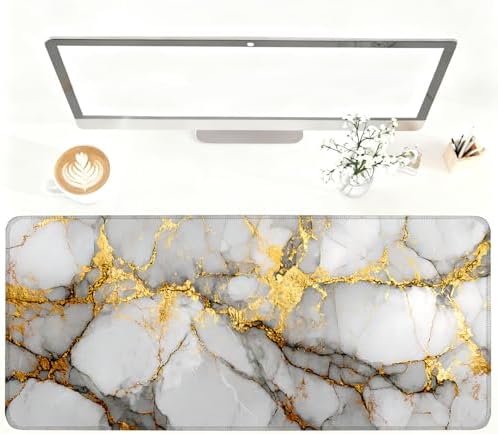 Amazon.com : White Marble Mouse Pad – Large Extended Desk Mat 35.43 x ...