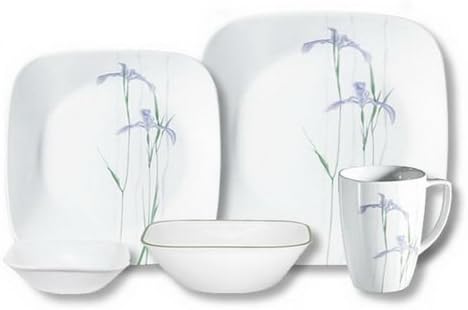 Amazon.com | Corelle Square Shadow Iris 30-Pc Set: Dinnerware Sets: Dinnerware Sets