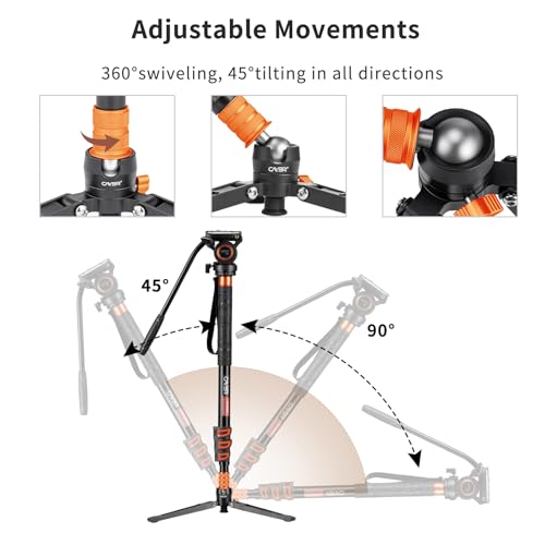 Cayer FP34 Professional Video Camera Monopod Kit 71 inch Lightweight ...
