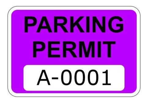 Purple Parking Permit Window Stickers Decals Multiple Number Sets ...
