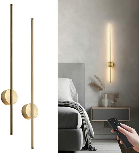 Battery Operated Modern Wall Sconces, Dimmable Wireless Wall Light Set ...