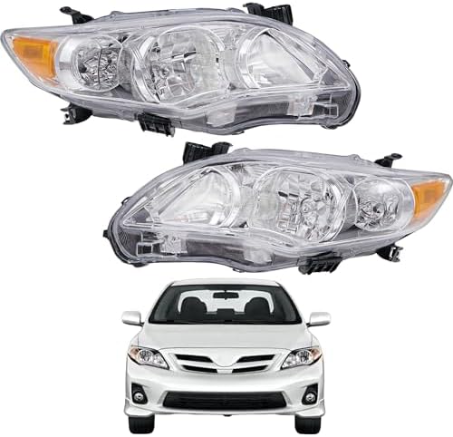 Chrome Halogen Headlight Assembly (LH & RH) | Fits Toyota Corolla 2011 ...