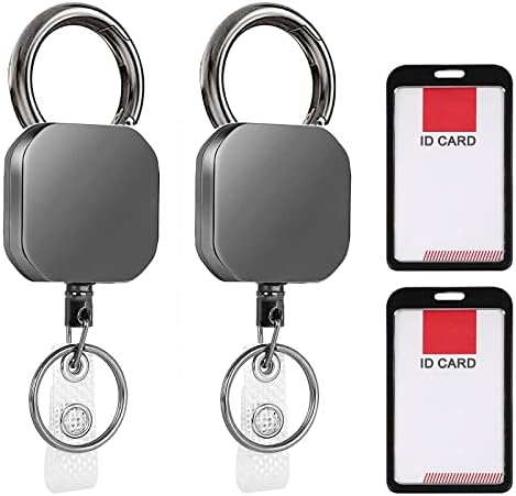 2 Pack retractable lanyard, alloy metal retractable keyring with ...