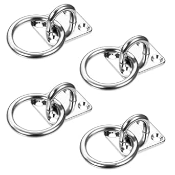 4Pcs Tie Ring on Plate 30mm x 35mm Galvanized Hanging Chain Ring Hay ...
