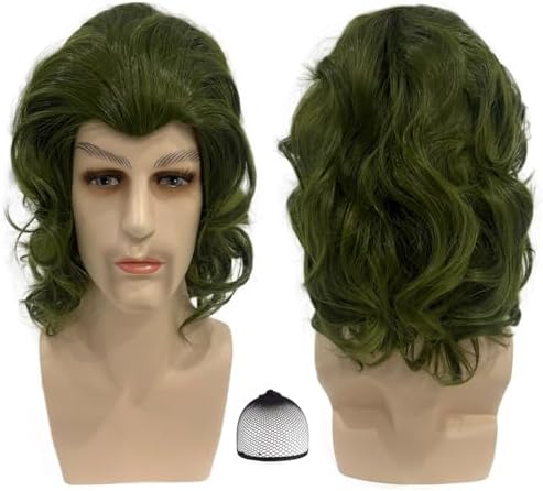 Amazon.com: Yutniverse Short Green Wig Men Wig Wavy Curly Synthetic ...