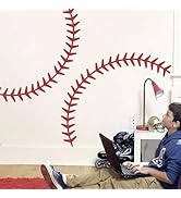 Amazon.com: Large Baseball Wall Decals Vinyl Baseball Stitches Decals ...