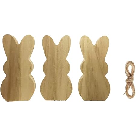 Amazon.com: 12 Pieces Easter Wooden Bunny Cutouts 3 Styles Unfinished ...
