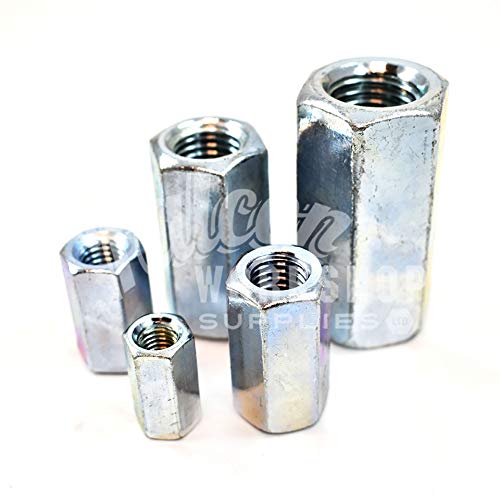10, M12 (12mm Thread) Fully Threaded Bar/Rod/Stud Connector - Zinc ...