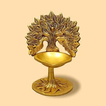 Buy Putrika Brass Kalpvriksha Tree Diya| Karparga Virushkam Tree Oil ...
