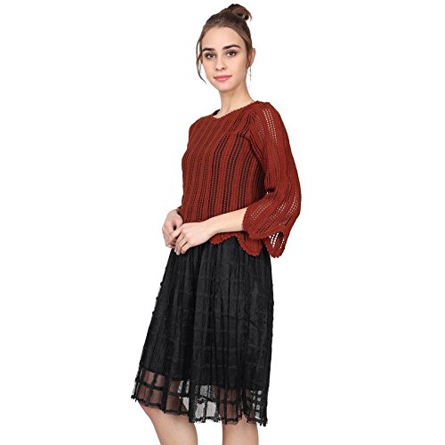 Buy Sumitra Women's Woolen Black Brown Dress at Amazon.in