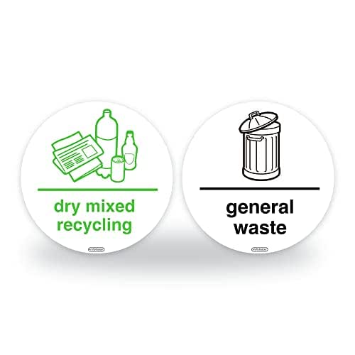 1 Set of Premium Laminated Recycling Bin Signs - 95mm Waterproof Indoor ...