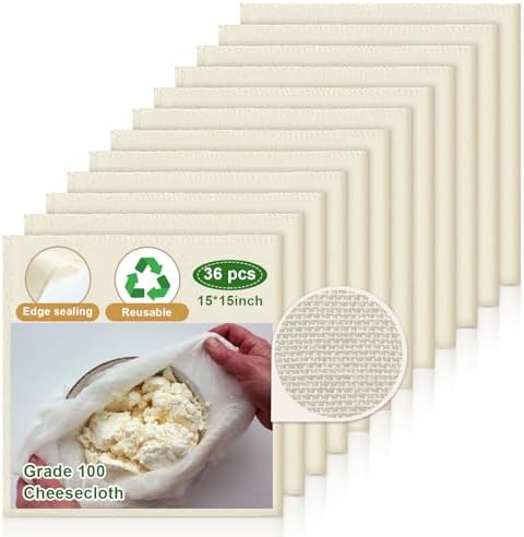 Amazon.com: VitalCozy Cheese Cloths for Straining, Grade 100, 15 x 15 ...
