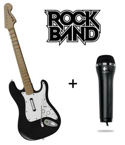 Amazon.com: Rock Band Official Guitar + Rock Band Microphone [Xbox 360 ...