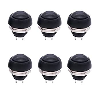 Twidec/6Pcs 12mm 1/2" Mounting Hole On Off Mini Round Waterproof Momentary Push Button Switch ...