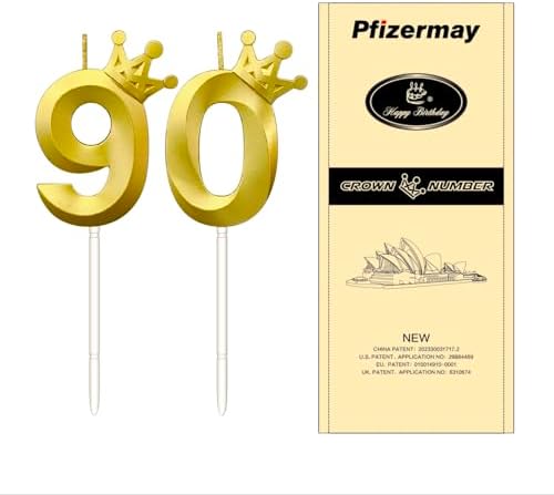 Amazon.com: Number 90 Birthday Candle 3D Crown Designed 90th Cake ...