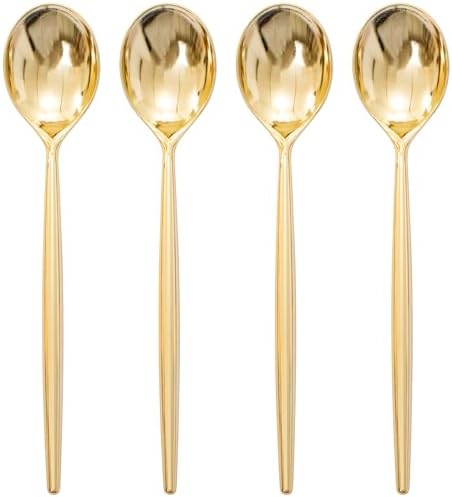 Amazon.com: DaYammi 100 Pcs Gold Plastic Spoons, Gold Disposable ...
