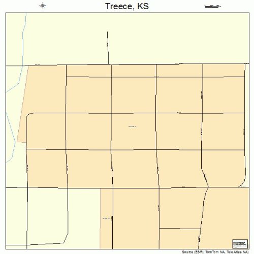 Large Street & Road Map of Treece, Kansas KS - Printed poster size wall ...