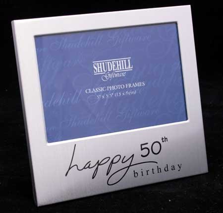 Amazon.com: Happy 50th Birthday Photo Frame Gift - Satin Silver ...