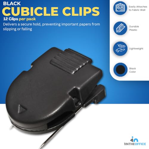 Snapklik.com : 1InTheOffice Cubicle Clips, Black, 12/Pack