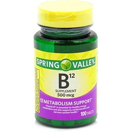 Amazon.com: Spring Valley - Vitamin B-12 500 mcg, 100 Tablets : Health ...