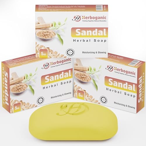 Amazon.com : HERBOGANIC Sandal Herbal Soap | Sandalwood Soap Bar | Soft ...