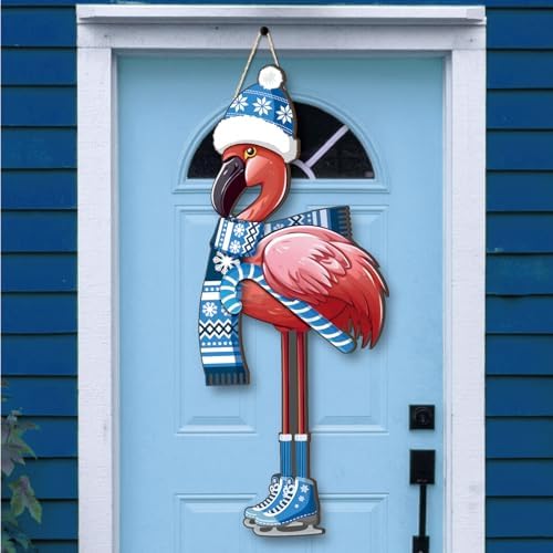 Amazon.com : 27.5 Inch Tall Flamingo Welcome Door Sign Summer Tropical ...