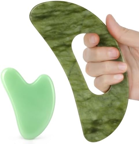 Amazon.com: Jade Stone Gua Sha Massage Tool Set Larger Guasha Board ...