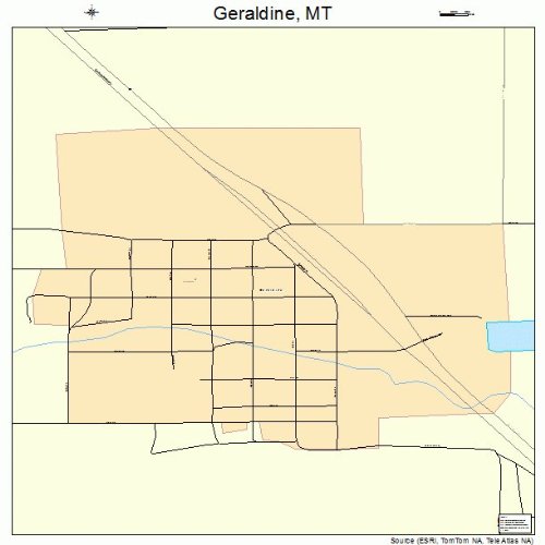 Large Street & Road Map of Geraldine, Montana MT - Printed poster size ...