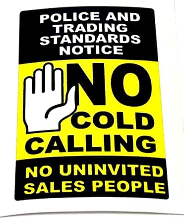 Pack of 2 NEW No Cold Calling Door Sticker - Black & Yellow Polite ...