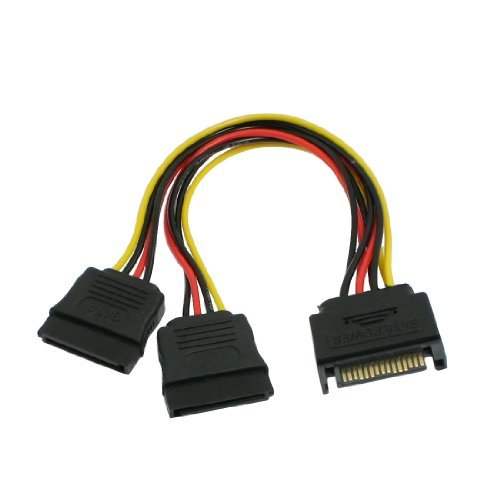 PC SATA 15 Pin Male to Dual Female Hard Drive Splitter Power Cable ...